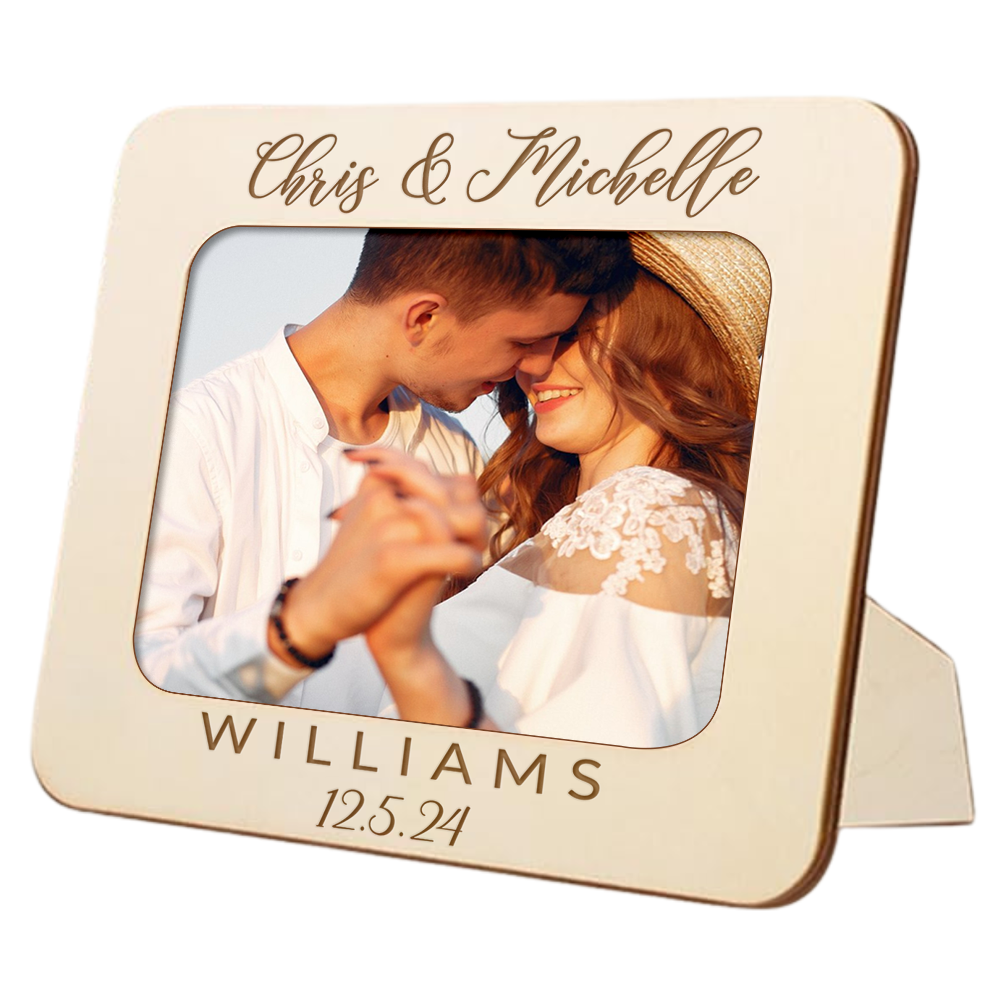 Engraved Custom Wood Photo Frame, Wedding Picture Frame Personalized,
